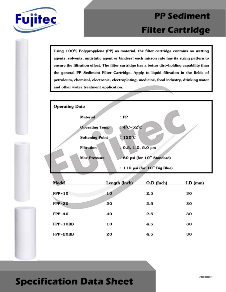 Sediment Cartridge Filter (PP) – กรีนเนส อีสท์วอเตอร์